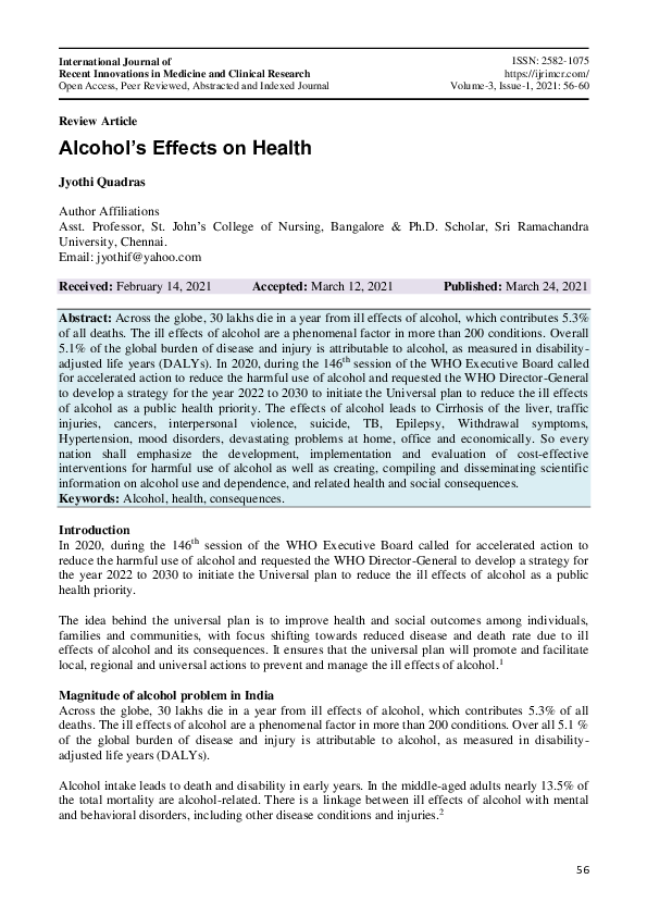 (PDF) Alcohol’s Effects on Health