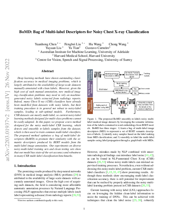 (PDF) BoMD: Bag of Multi-label Descriptors for Noisy Chest X-ray Classification
