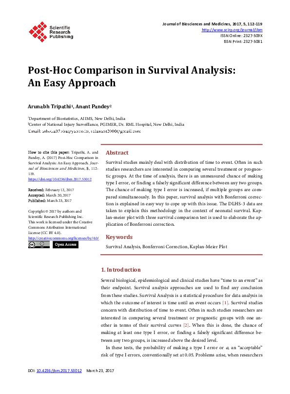 (PDF) Post-Hoc Comparison in Survival Analysis: An Easy Approach