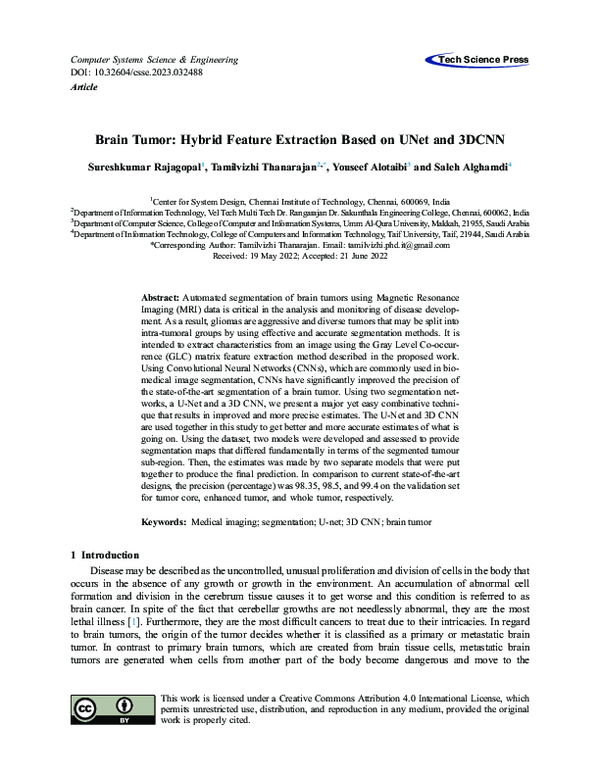 (PDF) Brain Tumor: Hybrid Feature Extraction Based on UNet and 3DCNN (PDF) Brain Tumor: Hybrid Feature Extraction Based on UNet and 3DCNN