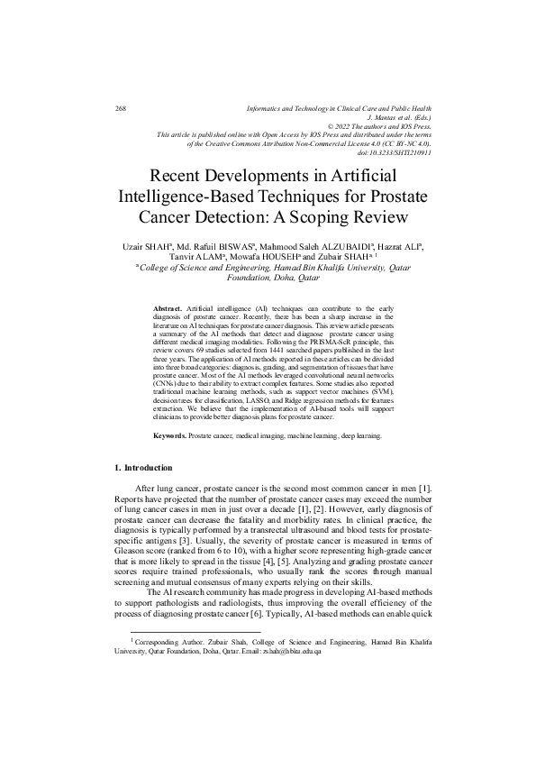 (PDF) Recent Developments in Artificial Intelligence-Based Techniques for Prostate Cancer ...