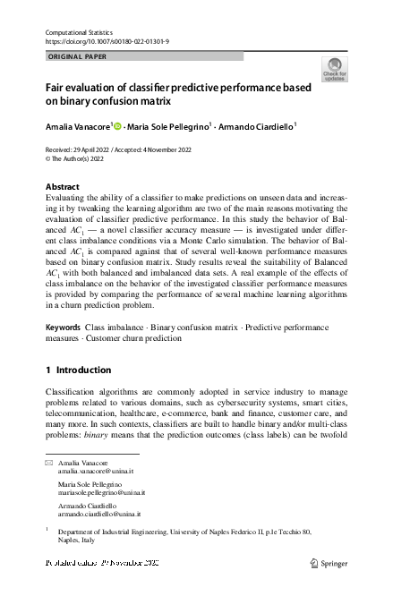 (PDF) Fair evaluation of classifier predictive performance based on ...