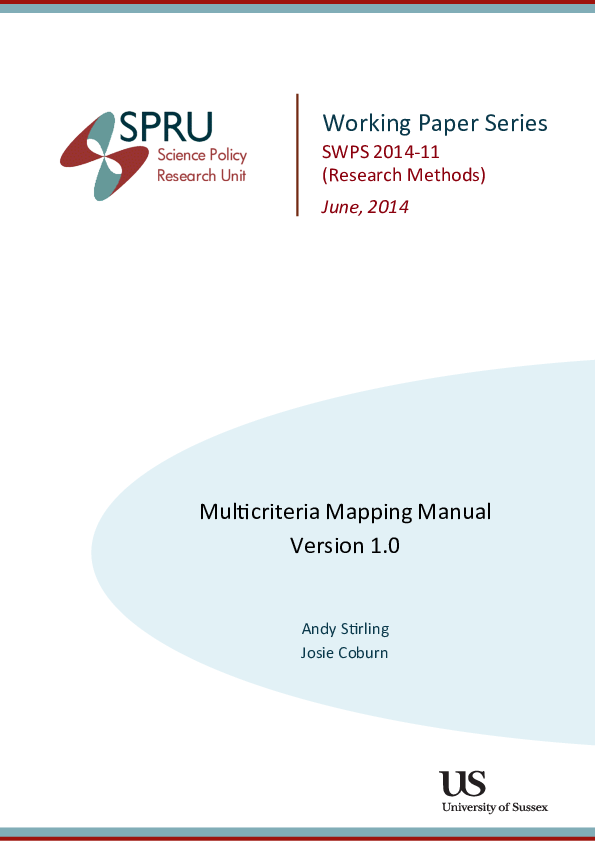 (PDF) Multicriteria Mapping Manual. Version 1.0 | Andy Stirling ...