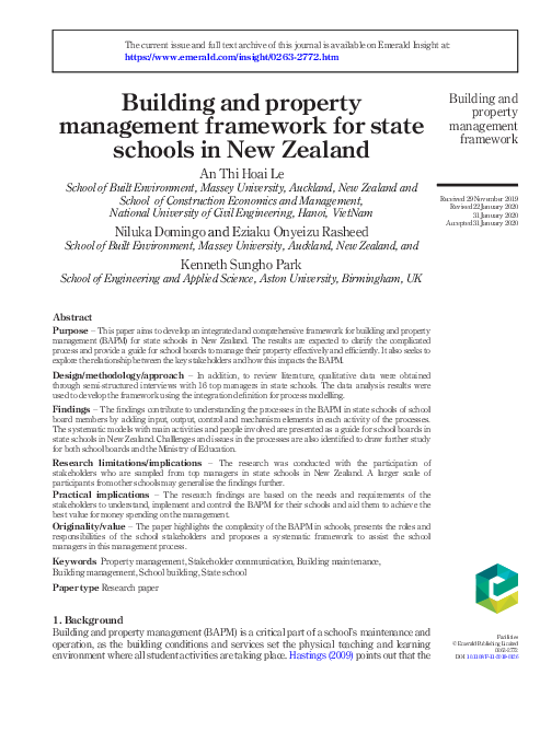 (PDF) Building and property management framework for state schools in ...