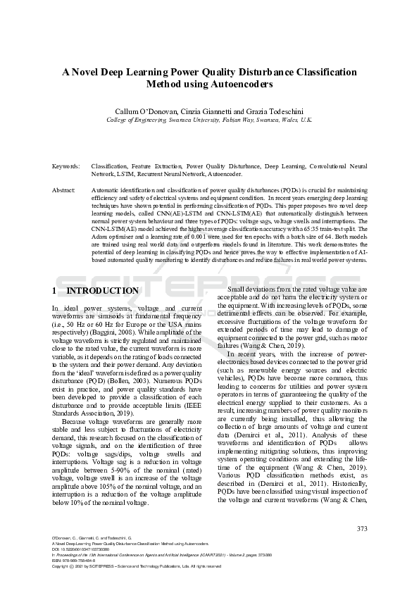 (PDF) A Novel Deep Learning Power Quality Disturbance Classification Method using Autoencoders