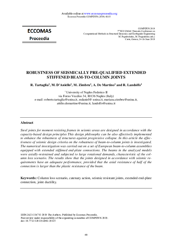 (PDF) Robustness of Seismically Pre-Qualified Extended Stiffened Beam ...