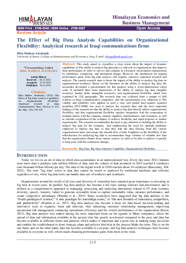 (PDF) The Effect of Big Data Analysis Capabilities on Organizational Flexibility: Analytical ...