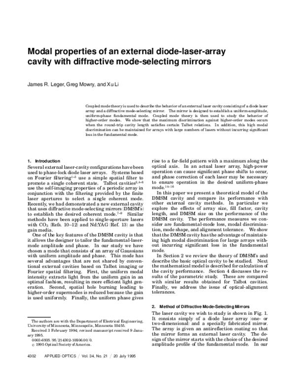 (PDF) Modal properties of an external diode-laser-array cavity with ...