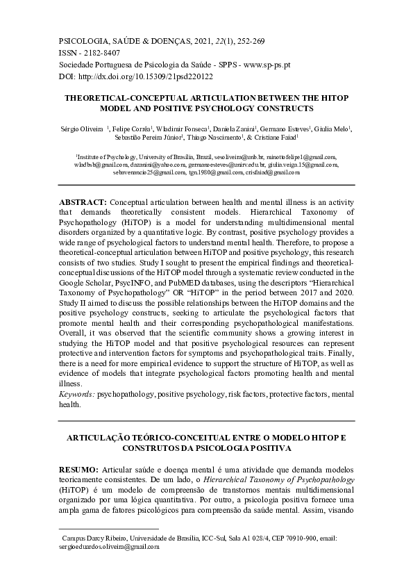 (PDF) Theoretical-Conceptual Articulation Between the Hitop Model and ...