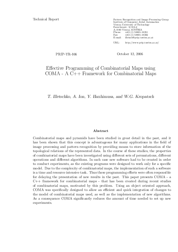 (PDF) Effective programming of combinatorial maps using coma-a c++ framework for combinatorial maps