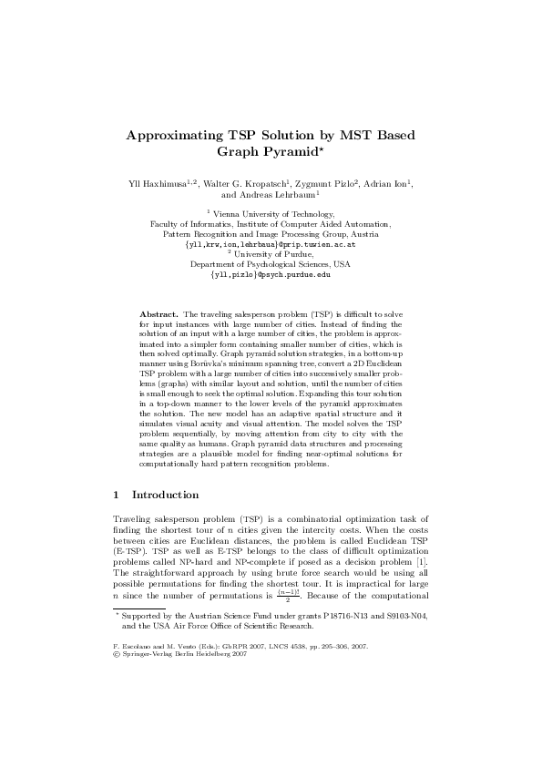 Pdf Approximating Tsp Solution By Mst Based Graph Pyramid