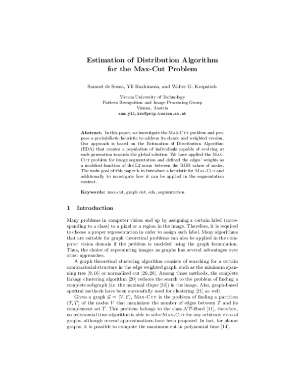 (PDF) Estimation of Distribution Algorithm for the Max-Cut Problem