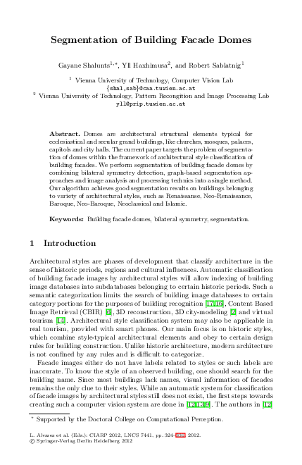(PDF) Segmentation of building facade domes