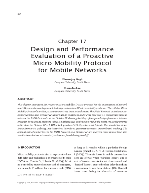 (PDF) Design and Performance Evaluation of a Proactive Micro Mobility Protocol for Mobile Networks