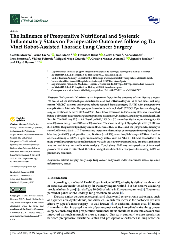 (PDF) The Influence of Preoperative Nutritional and Systemic Inflammatory Status on ...