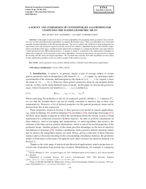 (PDF) A survey and comparison of contemporary algorithms for computing ...
