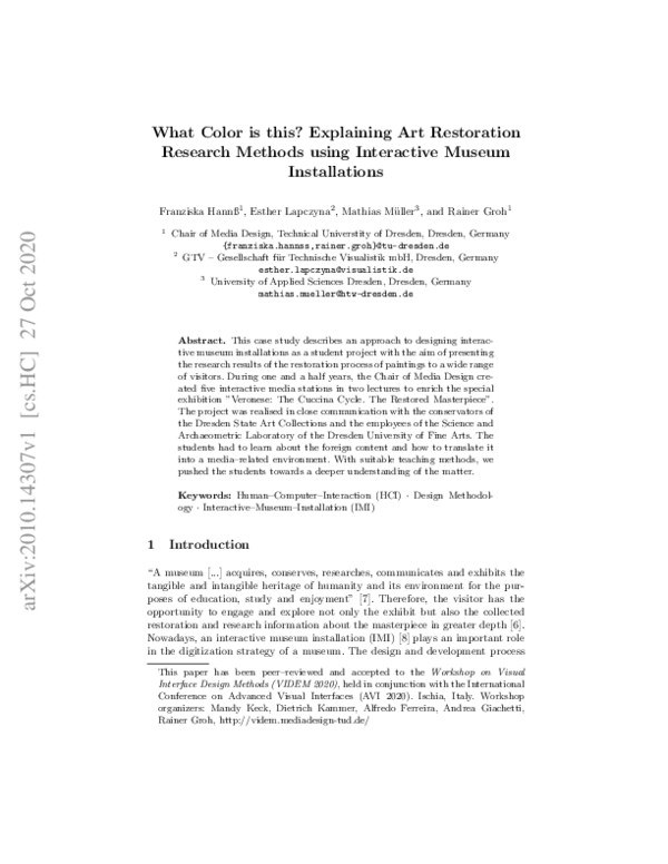 (PDF) What Color is this? Explaining Art Restoration Research Methods ...