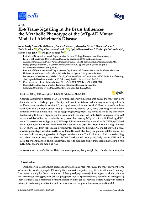(PDF) IL-6 Trans-Signaling in the Brain Influences the Metabolic ...