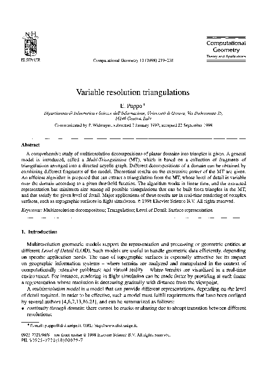 Pdf Variable Resolution Triangulations
