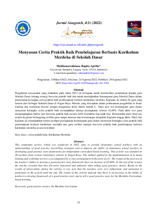 (PDF) Menyusun Cerita Praktik Baik Pembelajaran Berbasis Kurikulum Merdeka di Sekolah Dasar