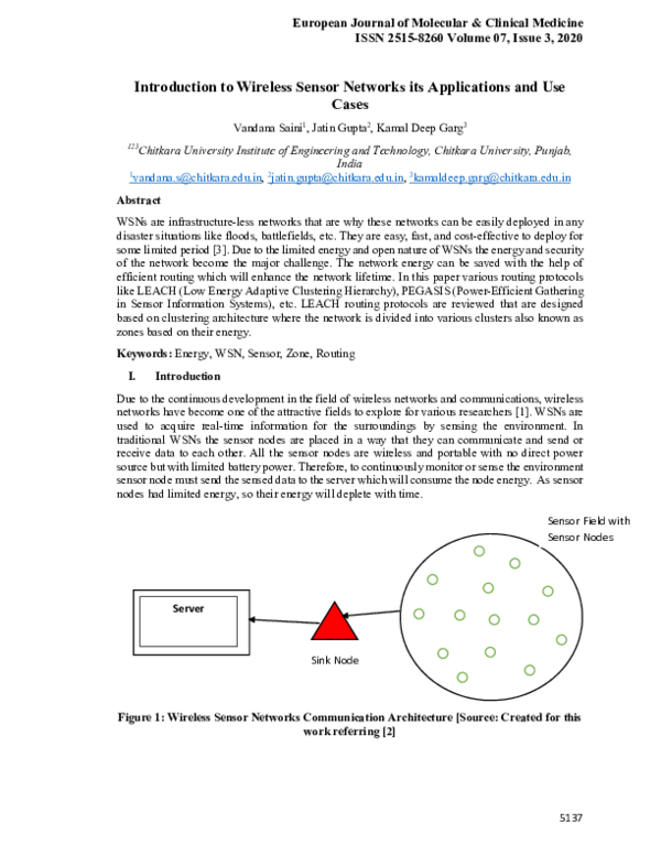 (PDF) Introduction to Wireless Sensor Networks its Applications and Use Cases