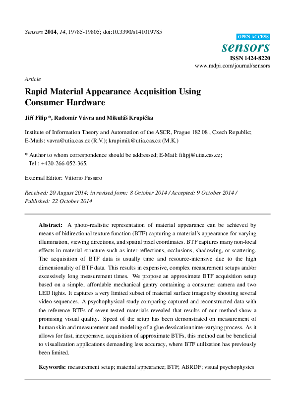 (PDF) Rapid material appearance acquisition using consumer hardware