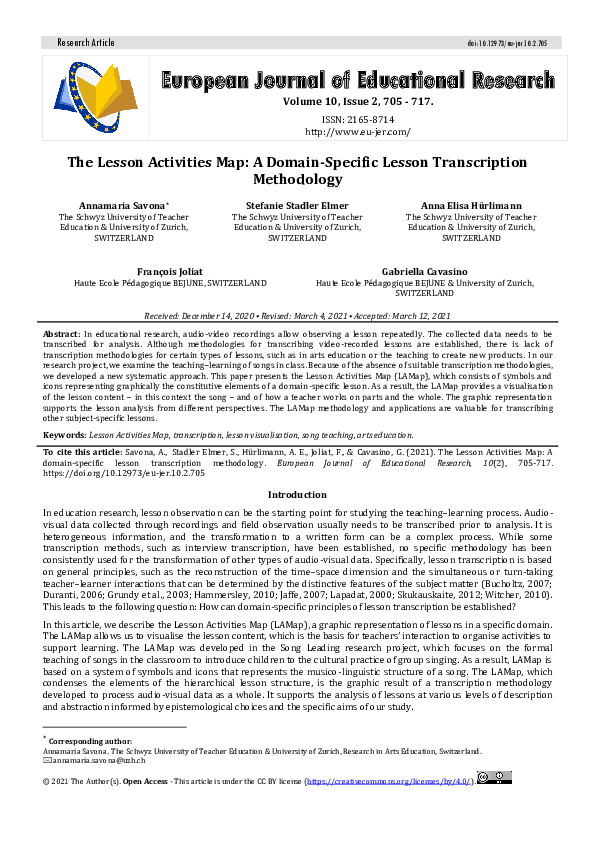 (PDF) The Lesson Activities Map: A Domain-Specific Lesson Transcription ...