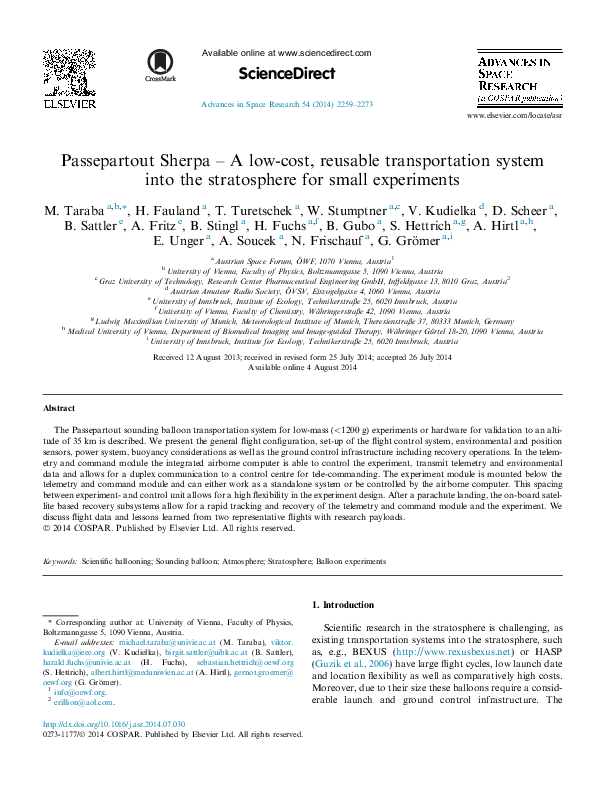 (PDF) Passepartout Sherpa – A low-cost, reusable transportation system ...