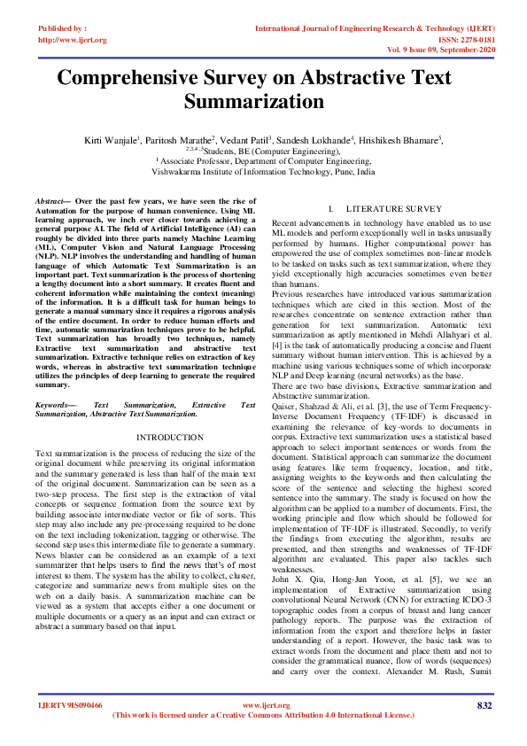 (PDF) Comprehensive Survey on Abstractive Text Summarization