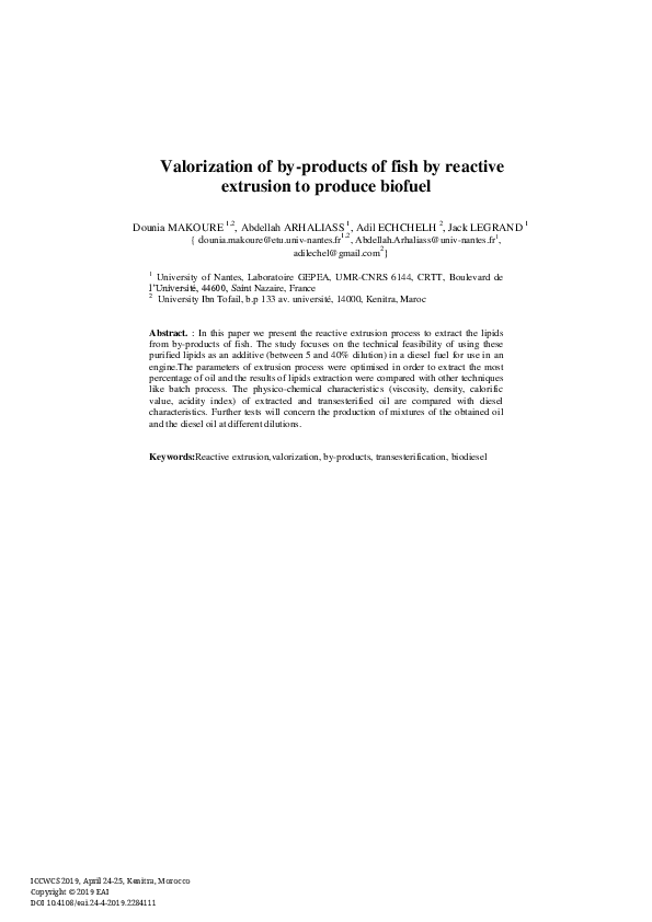 (PDF) Valorization of by-products of fish by reactive extrusion to ...