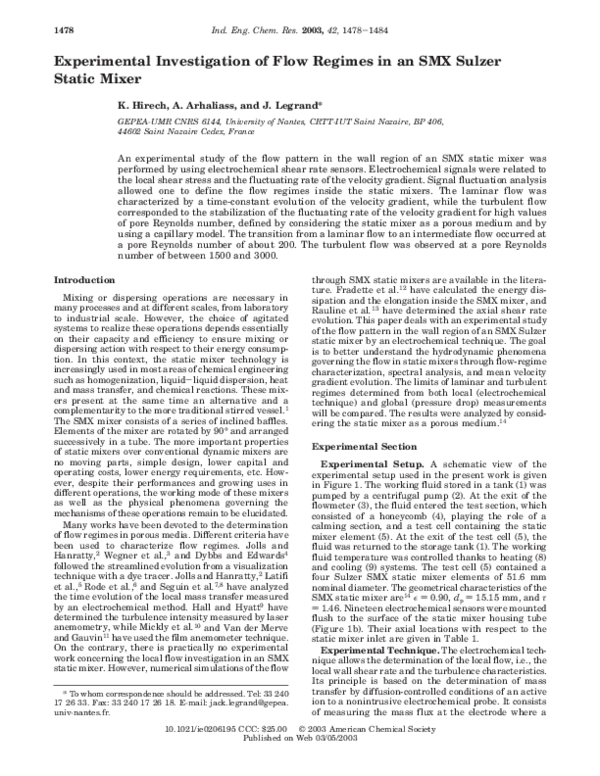 (PDF) Experimental Investigation of Flow Regimes in an SMX Sulzer ...