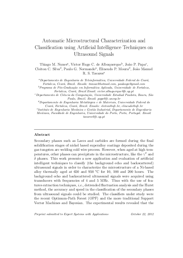 (PDF) Automatic microstructural characterization and classification using artificial ...