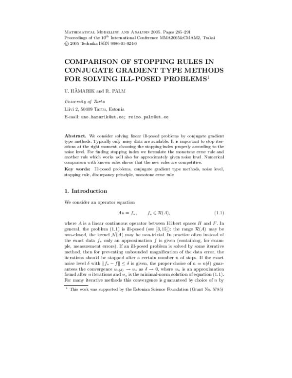 (PDF) Mathematical Modelling and Analysis