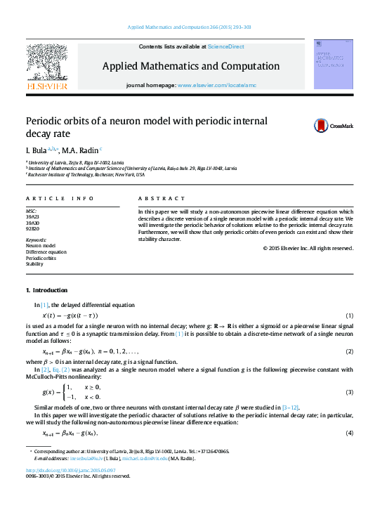 (PDF) Periodic orbits of a neuron model with periodic internal decay rate