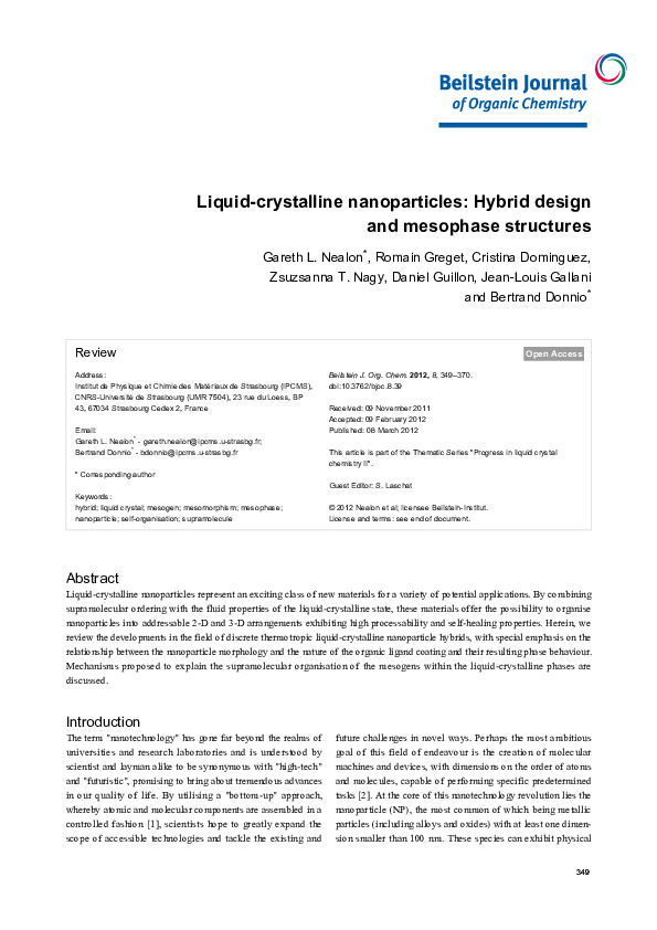 (PDF) Liquid-crystalline nanoparticles: Hybrid design and mesophase ...