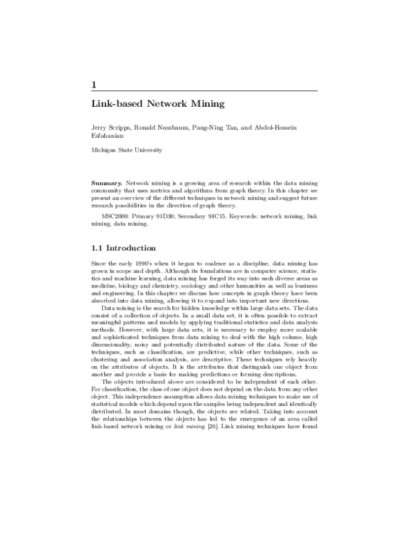 (PDF) 1 Link-based Network Mining