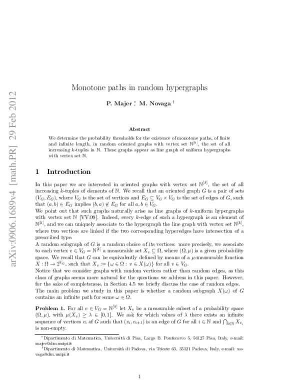 (PDF) Infinite paths in random shift graphs