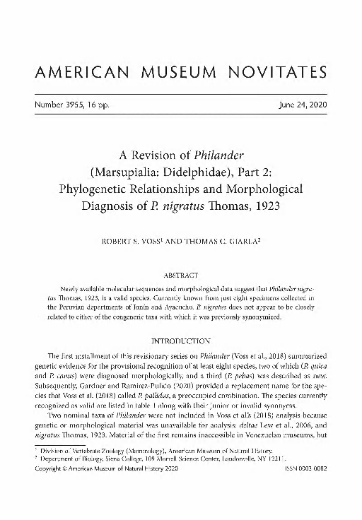 (PDF) A revision of Philander (Marsupialia, Didelphidae)