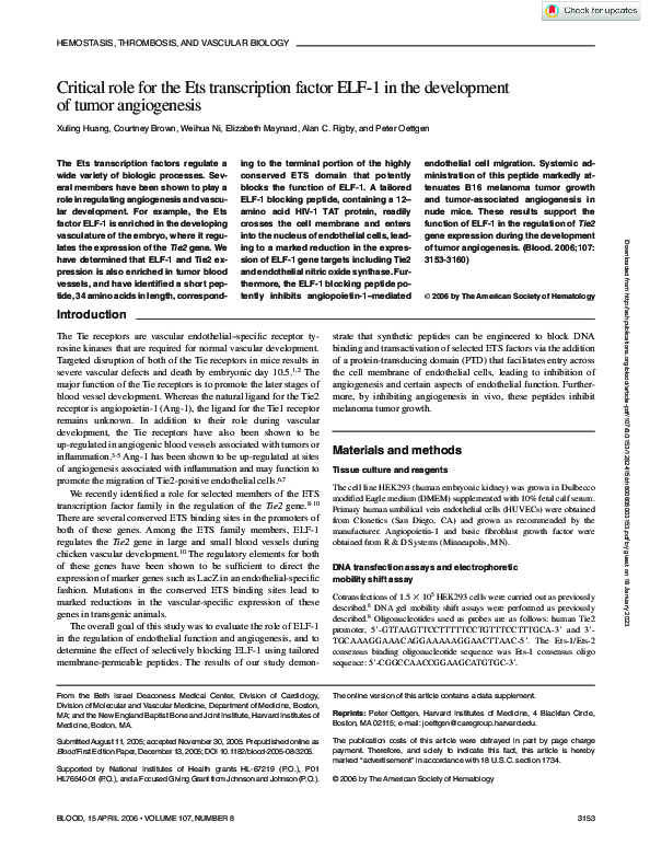 (PDF) Critical role for the Ets transcription factor ELF-1 in the ...