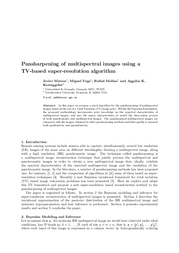 (PDF) Pansharpening of multispectral images using a TV-based super ...