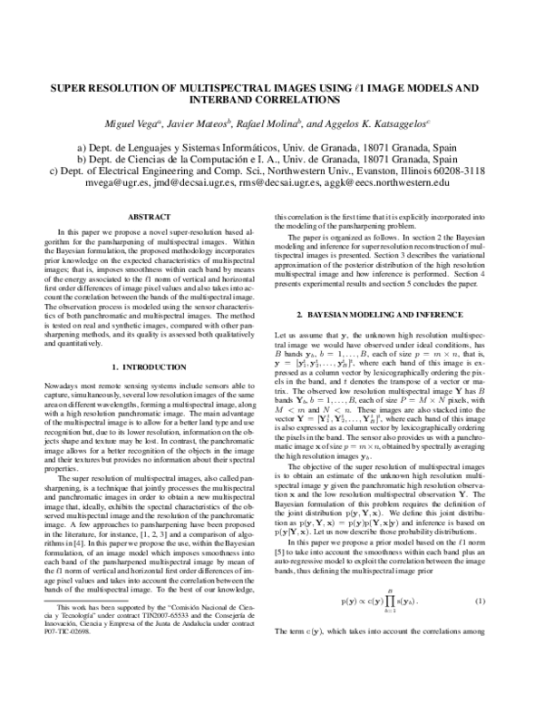 (PDF) Super Resolution of Multispectral Images using ℓ1 Image Models and Interband Correlations
