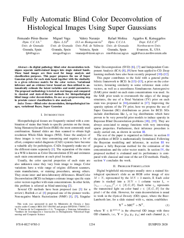(PDF) Fully Automatic Blind Color Deconvolution of Histological Images Using Super Gaussians