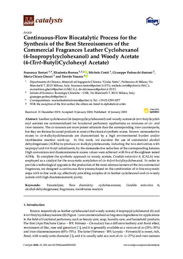 (PDF) Continuous-Flow Biocatalytic Process for the Synthesis of the Best Stereoisomers of the ...