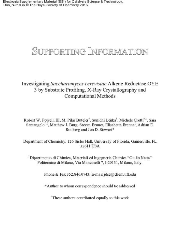(PDF) InvestigatingSaccharomyces cerevisiaealkene reductase OYE 3 by ...