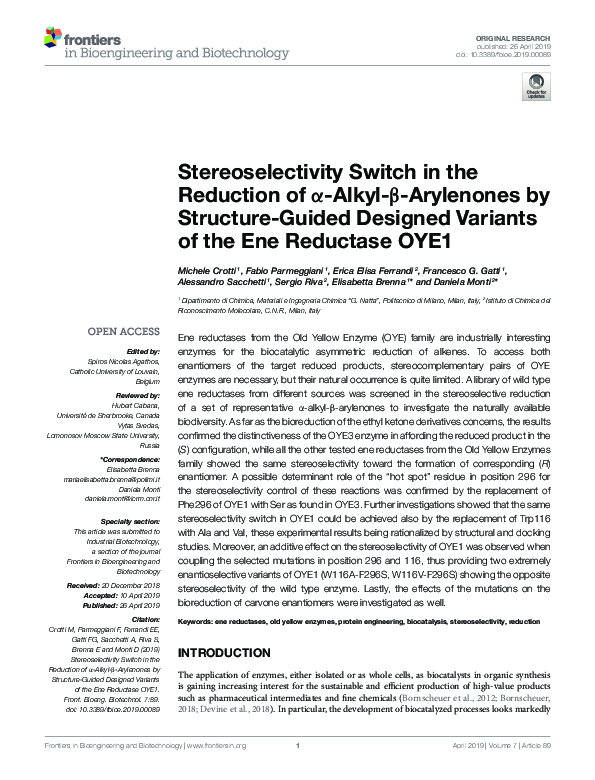 (PDF) Stereoselectivity Switch in the Reduction of α-Alkyl-β-Arylenones ...