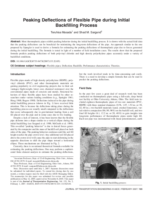 (PDF) Peaking Deflections of Flexible Pipe during Initial Backfilling ...