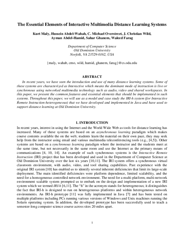 (PDF) The Essential Elements of Interactive Multimedia Distance ...