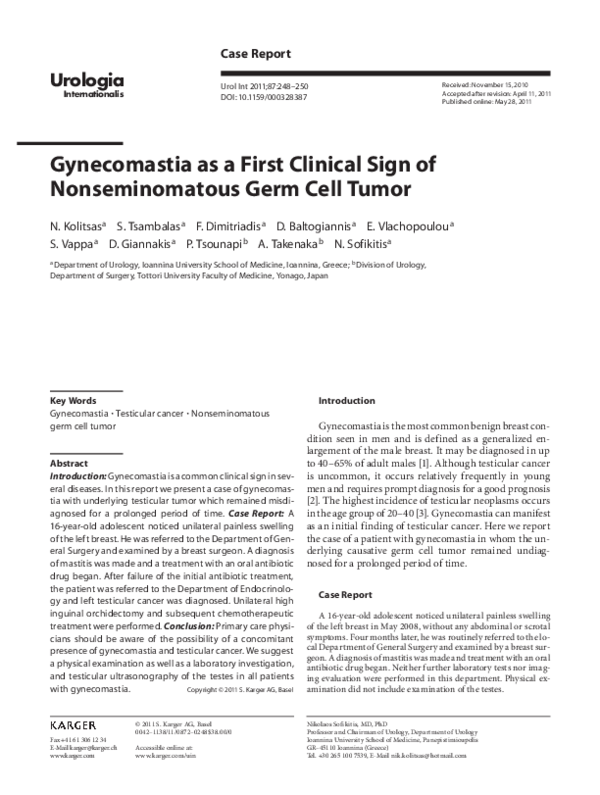 (PDF) Gynecomastia as a first clinical sign of nonseminomatous germ ...