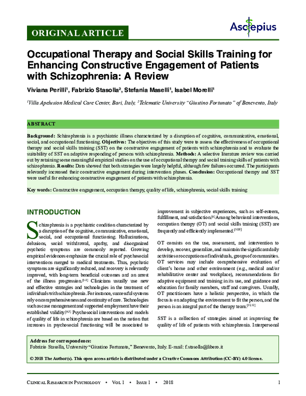 (PDF) Occupational Therapy and Social Skills Training for Enhancing ...