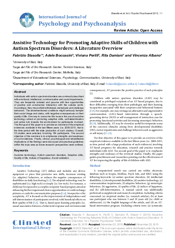 (PDF) Assistive Technology for Promoting Adaptive Skills of Children with Autism Spectrum ...